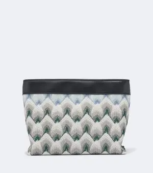 Missoni Mini Leather-trimmed Lamé Pouch - Green