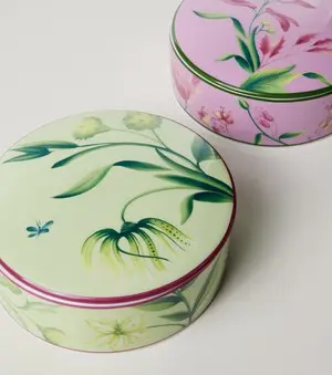GINORI 1735 Florenza Floral Porcelain Container - Green