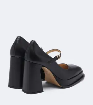 SOULIERS MARTINEZ Casilda Leather Platform Mary Jane Pumps