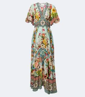 Camilla Embellished Floral Silk Maxi Dress - Multicoloured