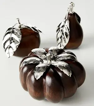 TAVARES 1922 Wood Fruits Sterling Silver And Wood Decorative Object