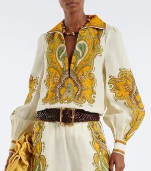 ALEMAIS Printed Linen Blouse
