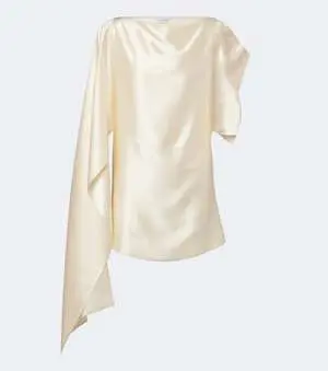Magda Butrym Asymmetric Silk Satin Top - White