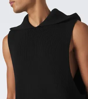 Rick Owens Hooded Ribbed-knit Virgin Wool Tank Top