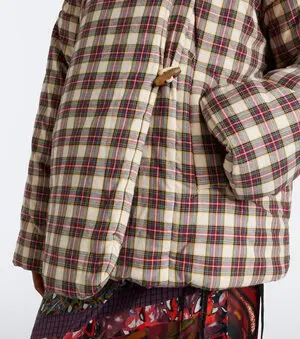 Dries Van Noten Gingham Check Cotton Hooded Puffer Jacket