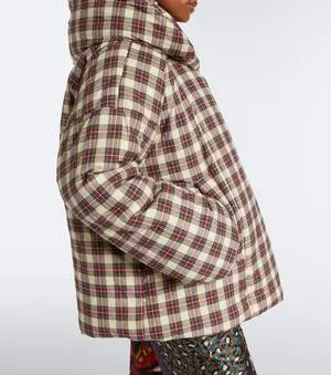 Dries Van Noten Gingham Check Cotton Hooded Puffer Jacket