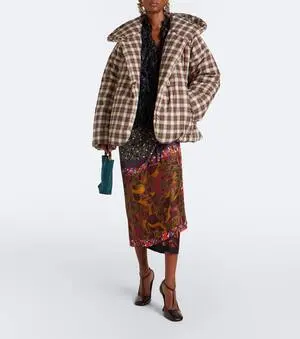 Dries Van Noten Gingham Check Cotton Hooded Puffer Jacket