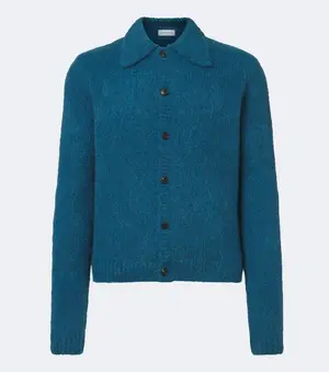 Dries Van Noten Alpaca And Wool-blend Cardigan - Blue
