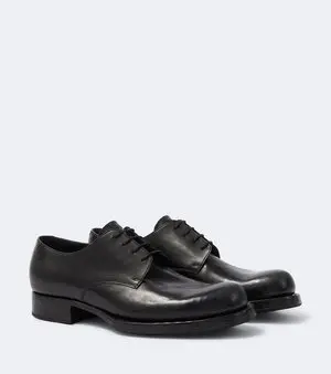 Prada Leather Derby Shoes - Black