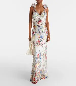 Camilla Embellished Floral Silk Maxi Dress