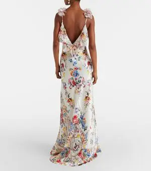 Camilla Embellished Floral Silk Maxi Dress
