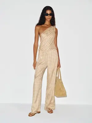 REFORMATION Jenni Silk Twill Jumpsuit - Ivory