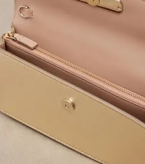 Valentino Garavani Vlogo Metallic Leather Wallet On Chain