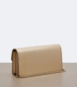 Valentino Garavani Vlogo Metallic Leather Wallet On Chain