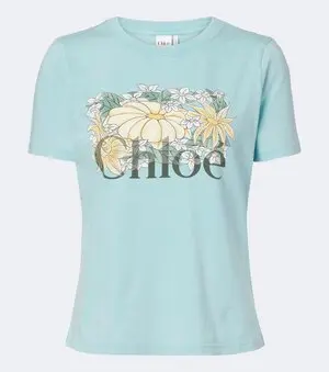 Chloé Logo Printed Cotton T-shirt - Blue