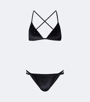 Balmain Embellished Velvet Bikini - Blue