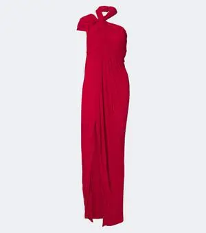 Balmain Draped Jersey Crêpe Gown - Red