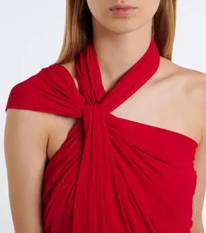 Balmain Draped Jersey Crêpe Gown With Side Slit