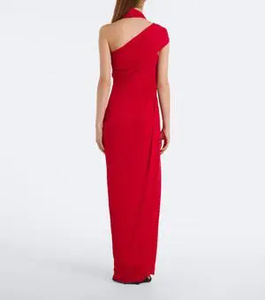 Balmain Draped Jersey Crêpe Gown With Side Slit