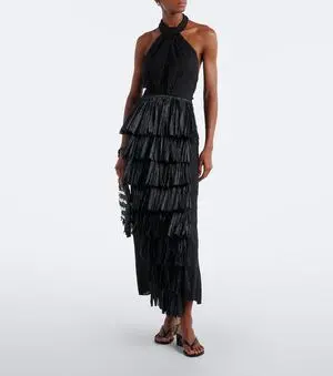 Johanna Ortiz Embellished Linen Dress