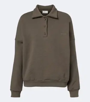 Magda Butrym Cotton-blend Fleece Polo Sweater - Grey