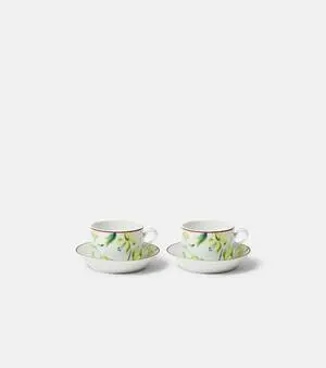 GINORI 1735 Impero Set Of 2 Teacups And Saucers - White