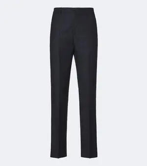 Etro Jacquard Virgin Wool Straight Pants - Blue