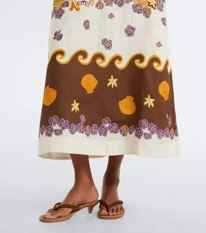 ALEMAIS Island Cove Linen Midi Dress In Cream