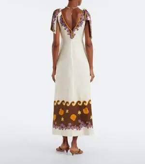 ALEMAIS Island Cove Linen Midi Dress In Cream