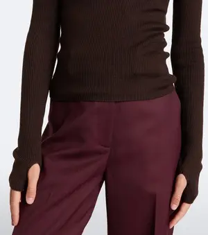 THE FRANKIE SHOP Sade Ribbed-knit Wool And Silk Half-zip Sweater