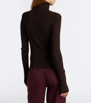 THE FRANKIE SHOP Sade Ribbed-knit Wool And Silk Half-zip Sweater