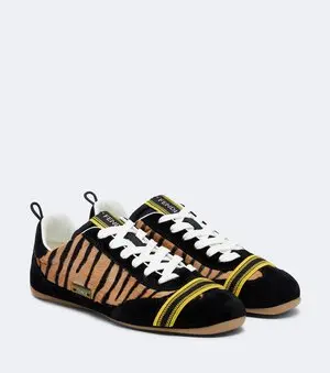 Fendi Wrap Suede-trimmed Calf Hair Sneakers - Brown