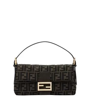 Fendi Baguette Monogram Canvas Shoulder Bag - Brown