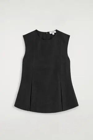 Cos Pleated Peplum Top - Black