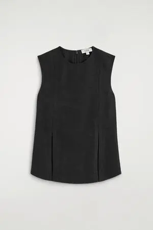 Cos Sleeveless Pleated Peplum Top - Black