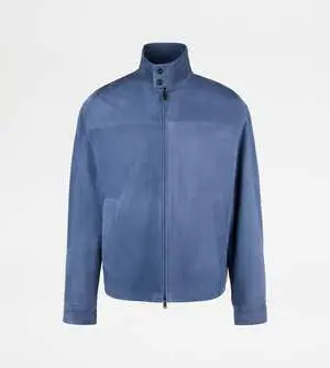 TOD'S Suede Zip-up Jacket - Blue