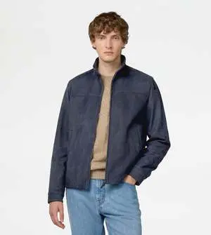 TOD'S Suede Zip-up Jacket - Blue