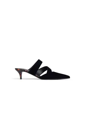 Balmain Velvet And Printed Patent Leather Mules - Black