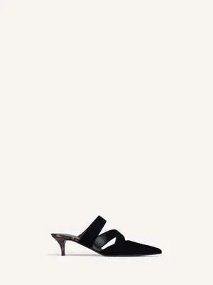 Balmain Velvet And Printed Patent Leather Mules - Black