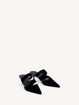 Balmain Velvet And Printed Patent Leather Mules