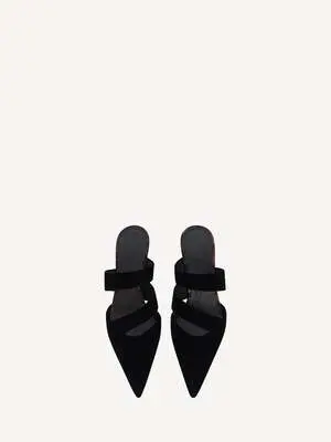 Balmain Velvet And Printed Patent Leather Mules