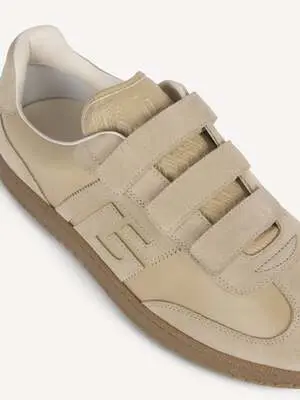 Balmain Swan Velcro Sneakers In Smooth Leather And Suede