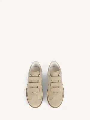 Balmain Swan Velcro Sneakers In Smooth Leather And Suede