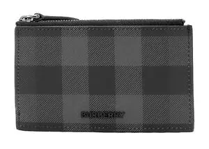 Burberry Check Zip Card Case - Charcoal/black