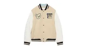 Off-White Star Logo Varsity Jacket - Cream