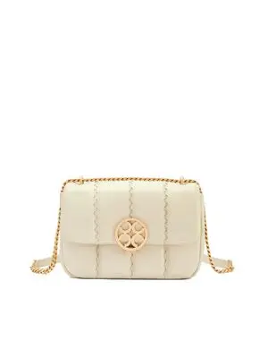 ORANGE CUBE Square Stitch Flap Bag Pearl - White