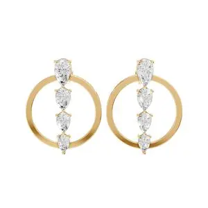 AYA FINE JEWELRY Pear Lab Diamond Open Circle Earrings - Yellow
