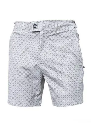 VAYLA Grey / White Long Length Light Grey Geometric Print Swim Shorts - Grey/white