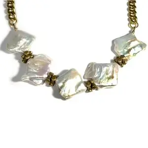 Rachel Nathan Neutrals / Gold / White Pearl Clouds Necklace - Gold/white