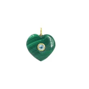 KAMARIA Malachite Gemstone Pendant With Topaz Heart - Green